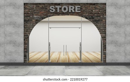 Empty Store Front Big Arch Window Stock Illustration 2210019277 ...