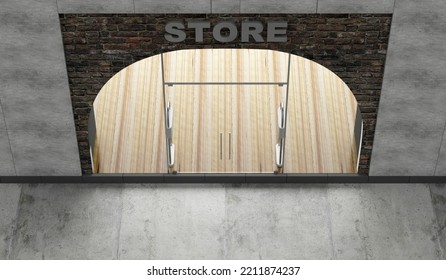 Empty Store Front Big Arch Window Stock Illustration 2211874237 ...