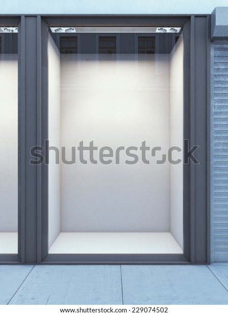 Empty Storefront Shop White Wall Stock Illustration 229074502 ...