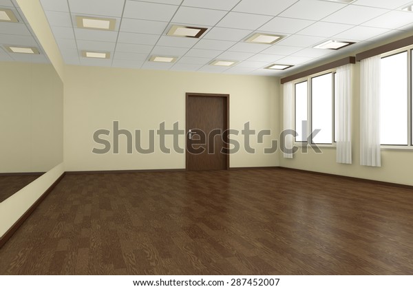 Empty Training Dancehall Yellow Walls Dark Stock Illustration 287452007