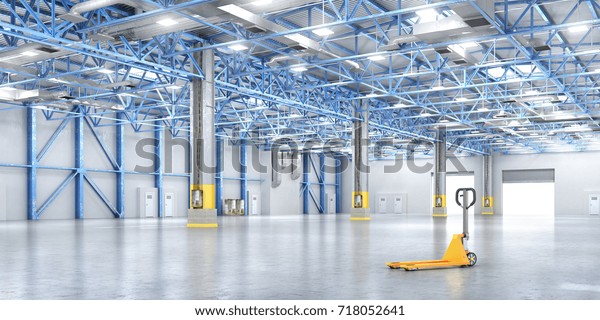 Empty Warehouse 3d Illustration Stock Illustration 718052641