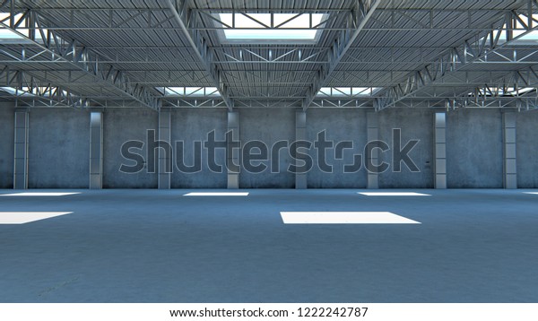 Empty Warehouse 3d Illustration Stone Building Stock Illustration ...