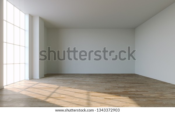 Empty White Room Big Window Sun Stock Illustration 1343372903 ...