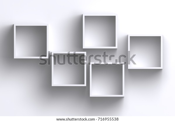 Empty White Square Frame Shelf Boxes Stock Illustration 716955538 ...