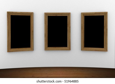 Empty Wood Frames Hanging On Wall Stock Illustration 51964885 ...