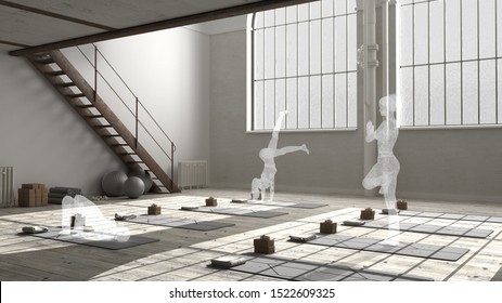 Empty Yoga Studio Interior Design Minimal Stock Illustration 1522609325 ...
