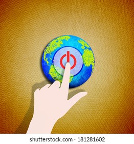 Energy Saving Hand Over Button Earth Stock Illustration 181281602 ...