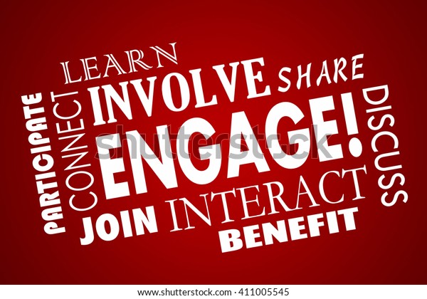 Engage Involve Participate Join Interact Word Stock Illustration 411005545