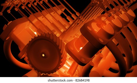 Engine Background V8 Isolated On Black 库存插图 123751261 | Shutterstock