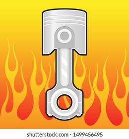 Engine Piston Illustration Fire Flame Background Stock Illustration ...