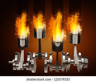 Engine Pistons Cog Fire High Resolution Stock Illustration 125579333 ...