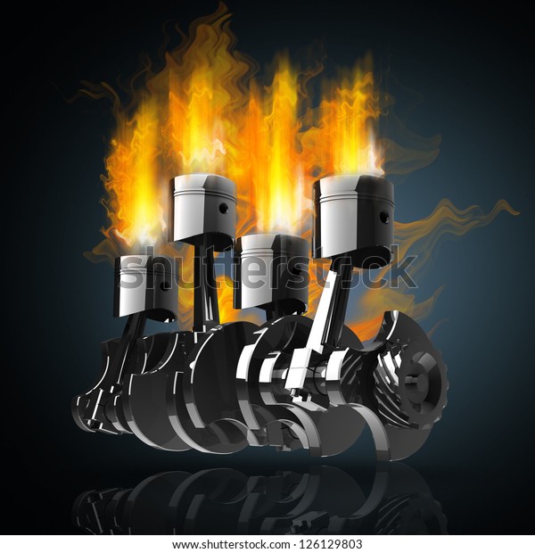 Engine Pistons Cog Fire High Resolution Stock Illustration 126129803 ...