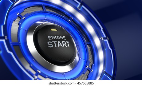 Engine Start Button Blue Futuristic Stylish Stock Illustration ...