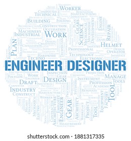 Engineer Designer Typography Word Cloud Create Stock Illustration ...