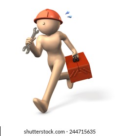 Engineer Running Having Tool Box Stock Illustration 244715635 ...