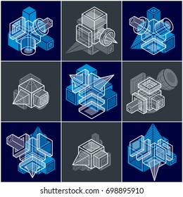 Engineering Abstract Geometric Shapes Simple Set Stock Illustration ...