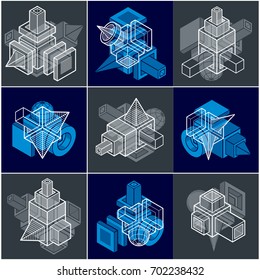 Engineering Abstract Geometric Shapes Simple Set Stock Illustration ...