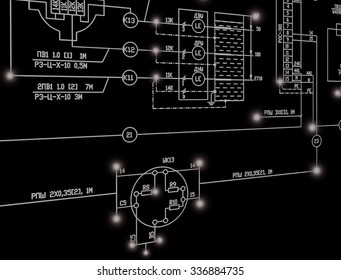 Engineering Electrical Scheme On Black Background Stock Illustration ...
