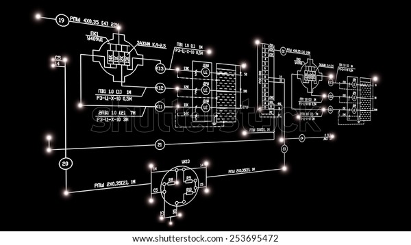 Engineering Scheme Industrial Backgroundengineering Designing Stock ...