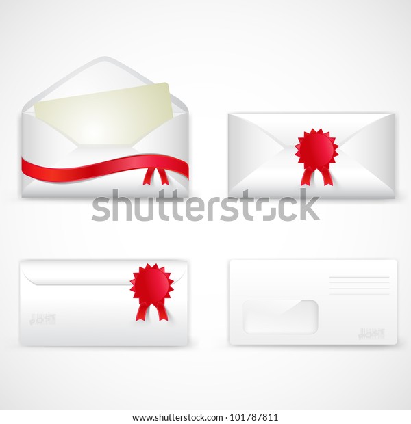 Envelope Red Ribbons Stamp Isolated On Stock Illustration 101787811 ...