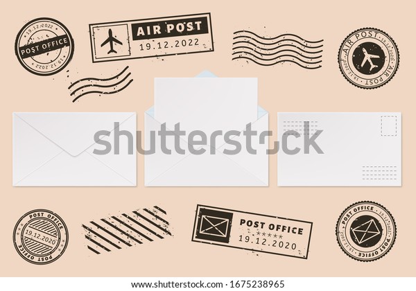 Envelope Template Stamp Label Mail Letter Stock Illustration 1675238965 ...