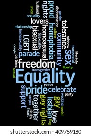 Equality Word Cloud Concept On Black Stock Illustration 409759180 ...