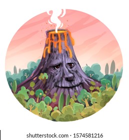Erupting Volcano Face Shape Stock Illustration 1574581216 | Shutterstock