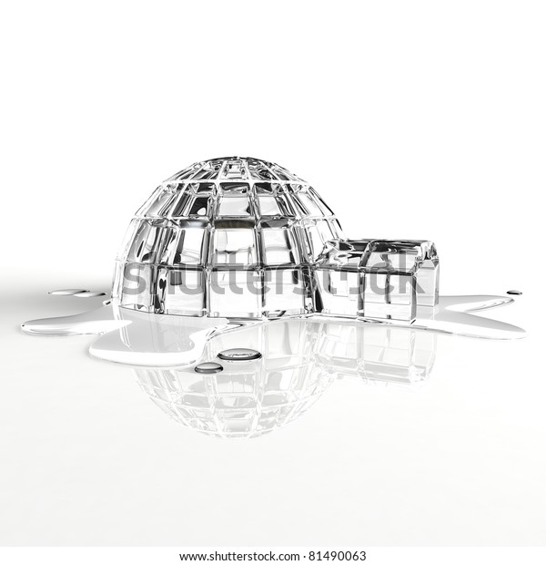 Eskimo Igloo Made Ice Cubes Melting Stock Illustration 81490063