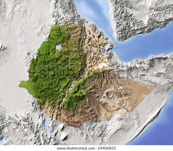 Ethiopia Shaded Relief Map Surrounding Territory Stock Illustration ... Ethiopia Shaded Relief Map Surrounding Territory Stock Illustration ...
