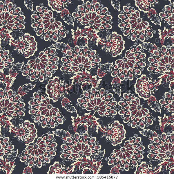 Ethnic Flowers Seamless Pattern Stock Illustration 505416877