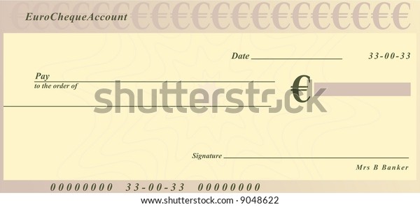 Euro Cheque Generic Design Stock Illustration 9048622