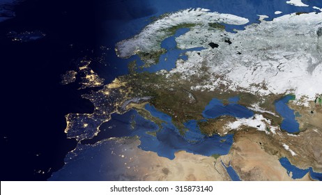 European Map Space View Elements This Stock Illustration 315873140