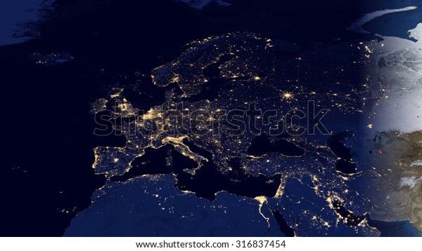 European Map Space View Elements This Stock Illustration 316837454 ...