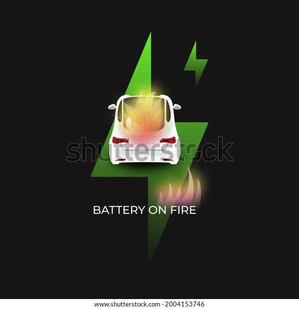 Ev Battery On Fire Burning Electric Stock Illustration 2004153746 ...