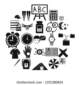 Evening Classes Icons Set Simple Set Stock Illustration 1331280854 ...