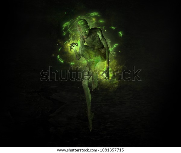 Evil Fantasy Character Casting Magic Stock Illustration 1081357715 ...