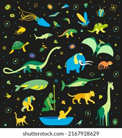 Evolution Animals Illustration Black Background Stock Illustration ...