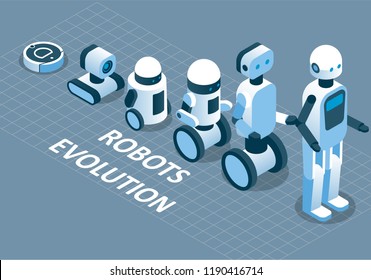 Evolution Robots Concept Vector Isometric Robots Stock Vector (Royalty ...