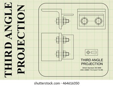 「Example Third Angle Orthographic Projection Drawing」のイラスト素材 464616350 ...