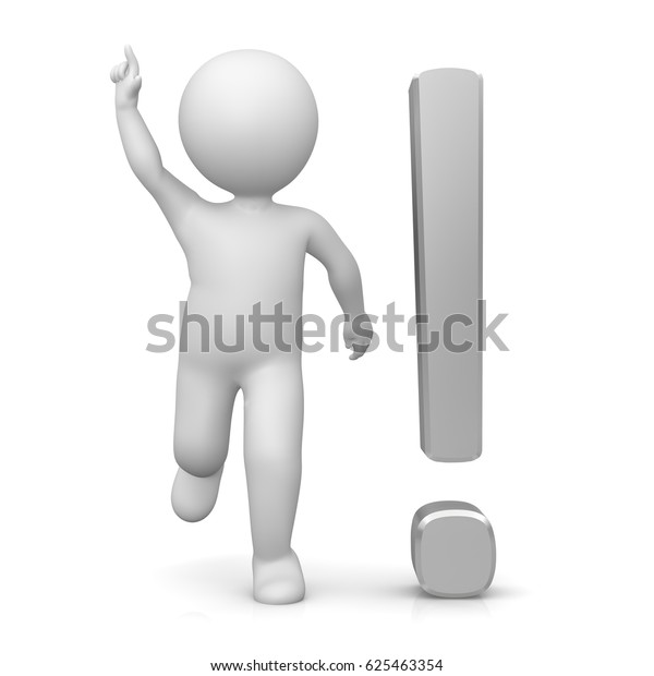 Exclamation Mark 3d Stickman Rendering Illustration 库存插图 625463354 ...