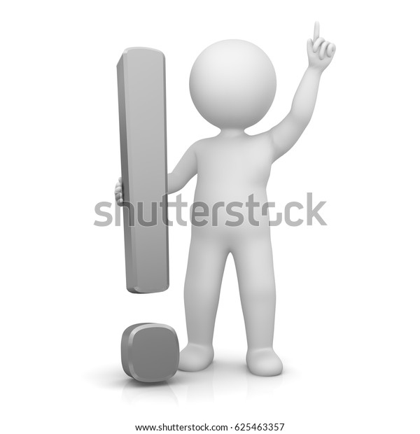 Exclamation Mark 3d Stickman Rendering Illustration Stock Illustration ...