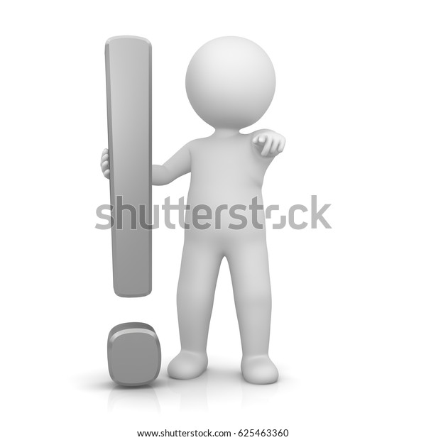 Exclamation Mark 3d Stickman Rendering Illustration Stock Illustration ...