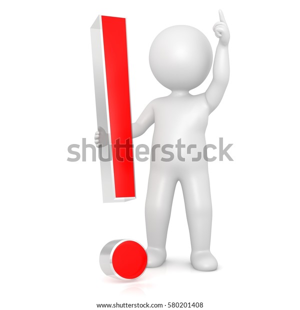 Exclamation Mark Stickman 3d Stock Illustration 580201408