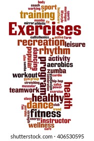 Exercises Word Cloud Concept On White Stock Illustration 406530595 ...
