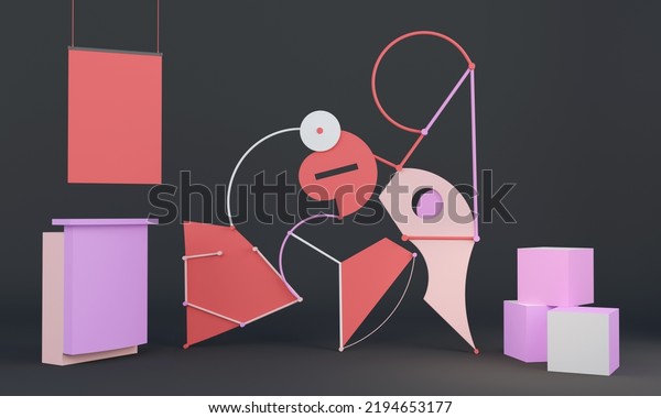 Exhibition Stand Geometric Elements Counter Mockup Stock Illustration ...