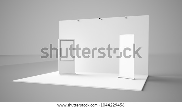 Exhibition Stand Roller Interactive Screen 3d Stock Illustration ...