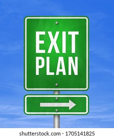 Exit Plan Roadsign Message 3d Illustration Stock Illustration ...