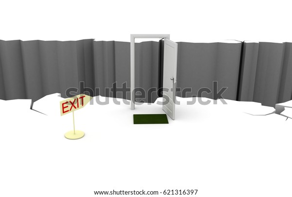 Exit Through Open Door Into Abyss Stock Illustration 621316397