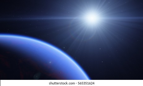 Exoplanet 3d Illustration Sunset Elements This Stock Illustration ...