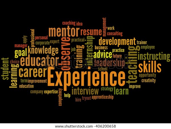 Experience Word Cloud Concept On Black Stock Illustration 406200658